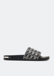Mallet Grid silver slides for Men - Black in UAE | Level Shoes
