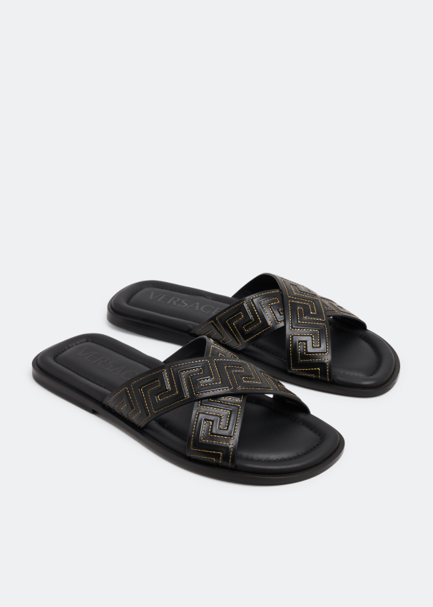 Versace Greca sandals for Men - Black in UAE | Level Shoes