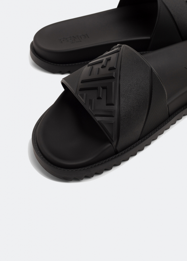 Fendi FF slides for Men - Black in UAE | Level Shoes