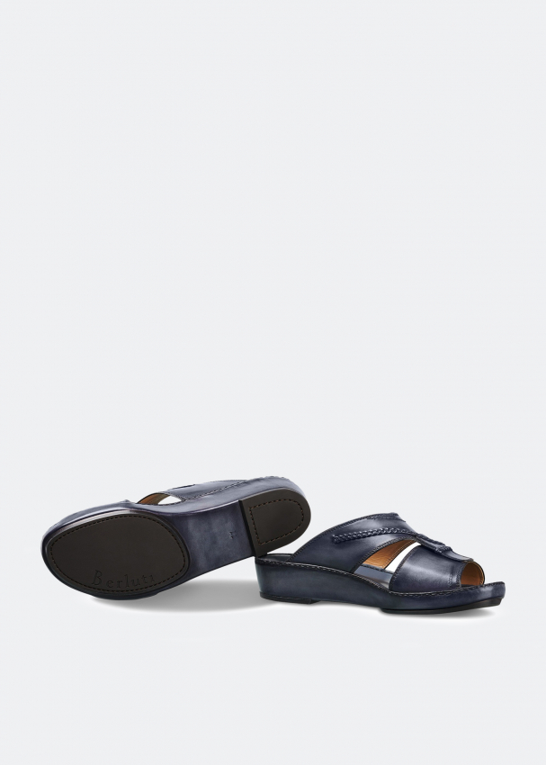 Berluti Dubai leather sandals for Men - Blue in UAE | Level Shoes