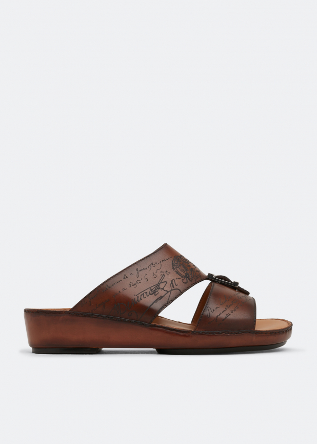 Berluti Dubai leather sandals for Men - Black in UAE | Level Shoes