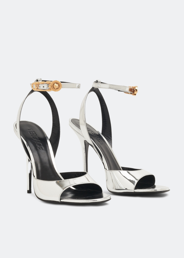 Versace Safety pin sandals for Women - Silver in UAE | Level Shoes