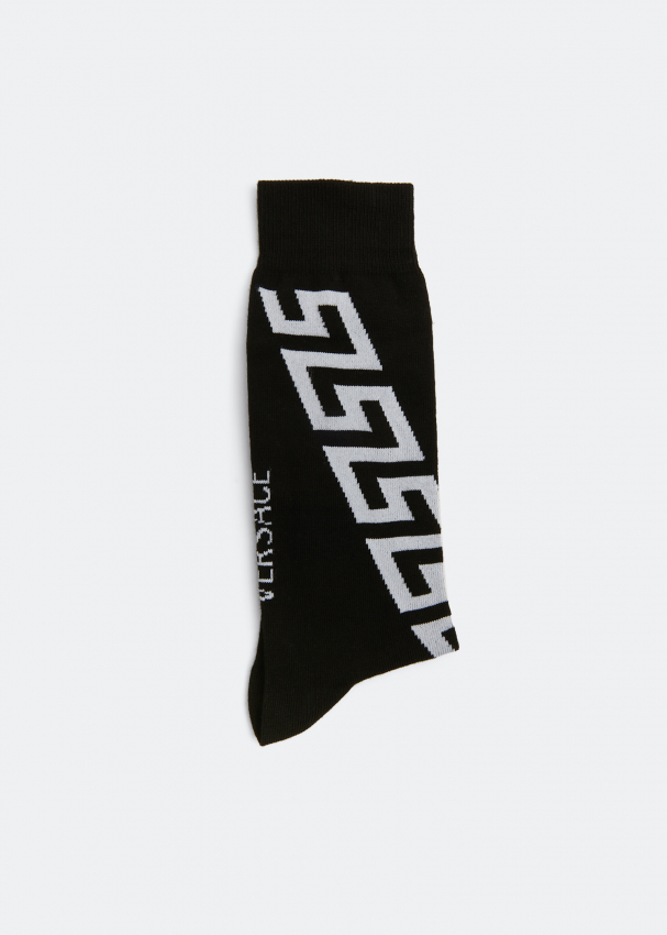 Versace Greca Grande socks for Men - Black in UAE | Level Shoes