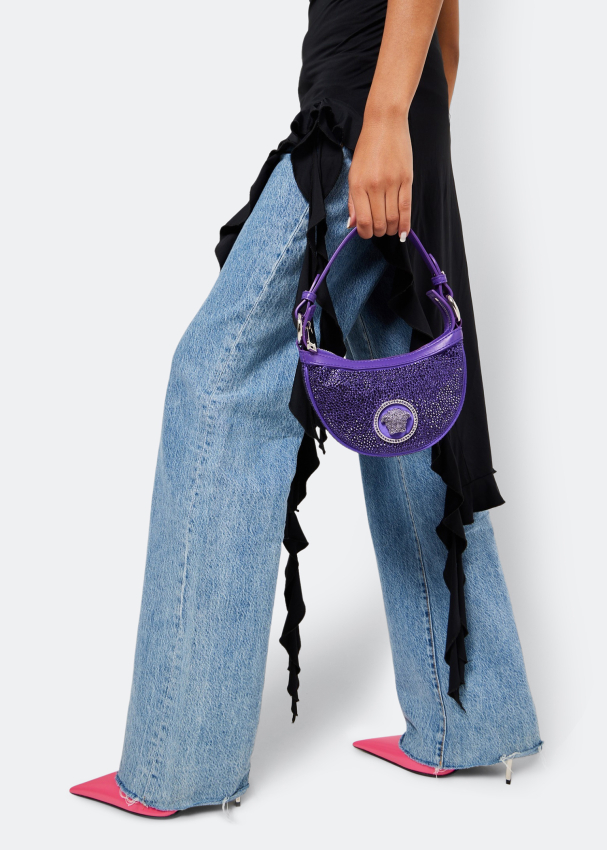 Versace Crystal Repeat mini hobo bag for Women - Purple in UAE | Level ...
