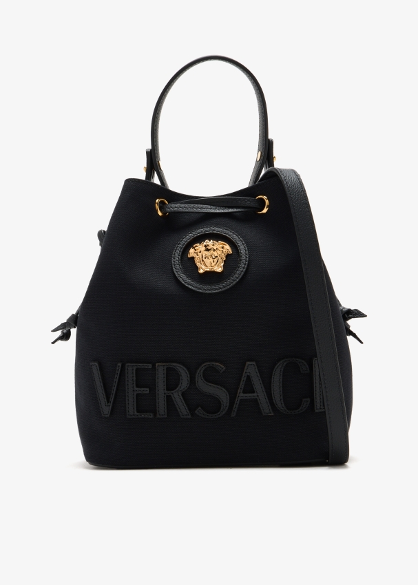 Versace Le Medusa canvas bucket bag for Women - Black in Kuwait | Level ...