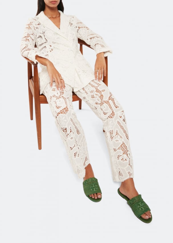 Tory Burch Eleanor raffia slide sandals for Women - Green in UAE ...