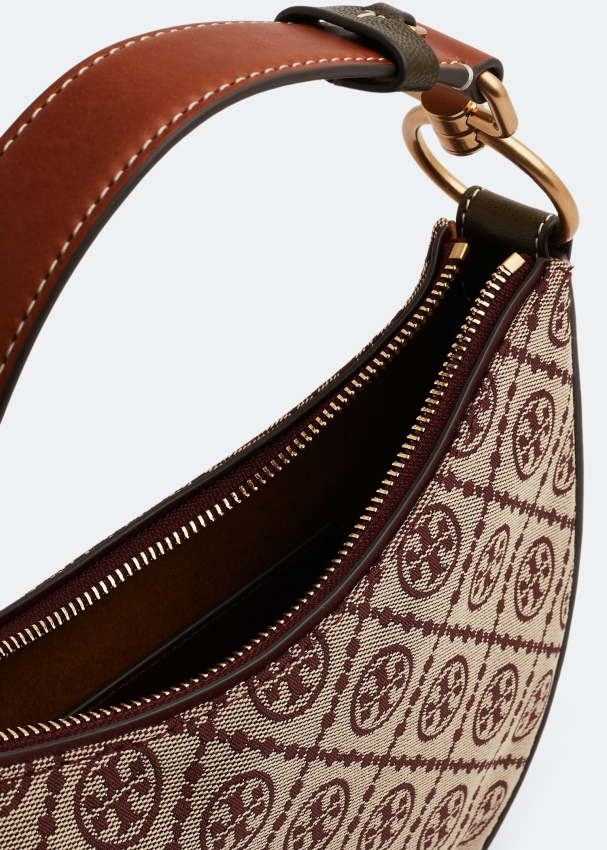 Tory Burch T monogram studded mini crescent bag for Women - Brown in UAE | Level Shoes