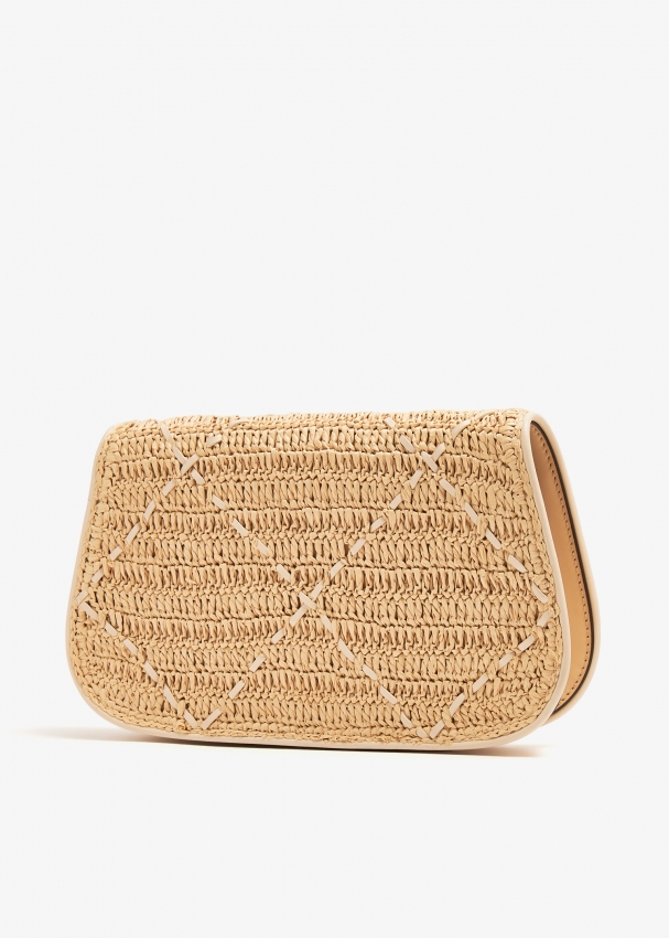 Tory Burch Reva raffia clutch for Women - Beige in UAE | Level Shoes