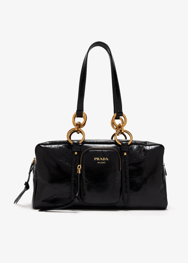 Prada Dangle medium top handle bag for Women - Black in Qatar | Level Shoes