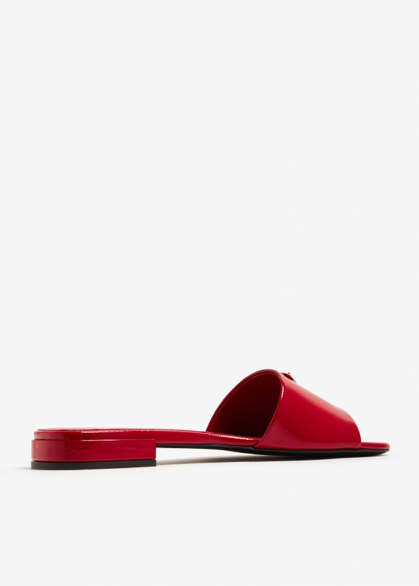 Prada Saffiano patent leather slides for Women - Red in UAE | Level Shoes