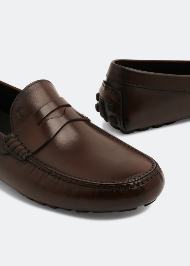Mengloria Victor leather driver shoes for Men - Brown in UAE | Level Shoes