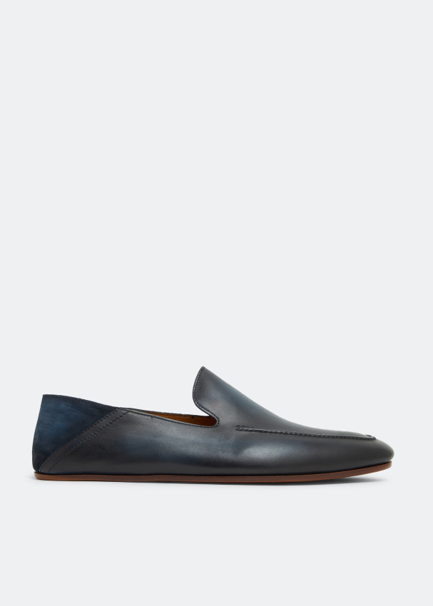 Magnanni Leather slippers for Men - Blue in UAE | Level Shoes