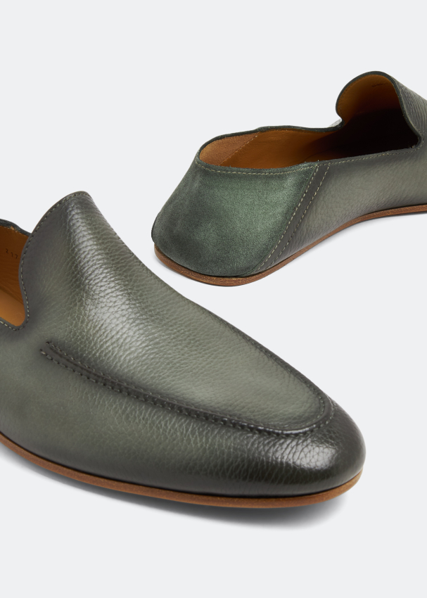 Magnanni Leather slippers for Men - Green in KSA | Level Shoes