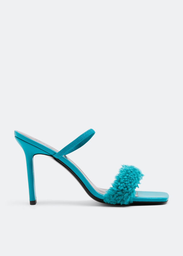 BY FAR Ada shearling mules for Women - Blue in UAE | Level Shoes