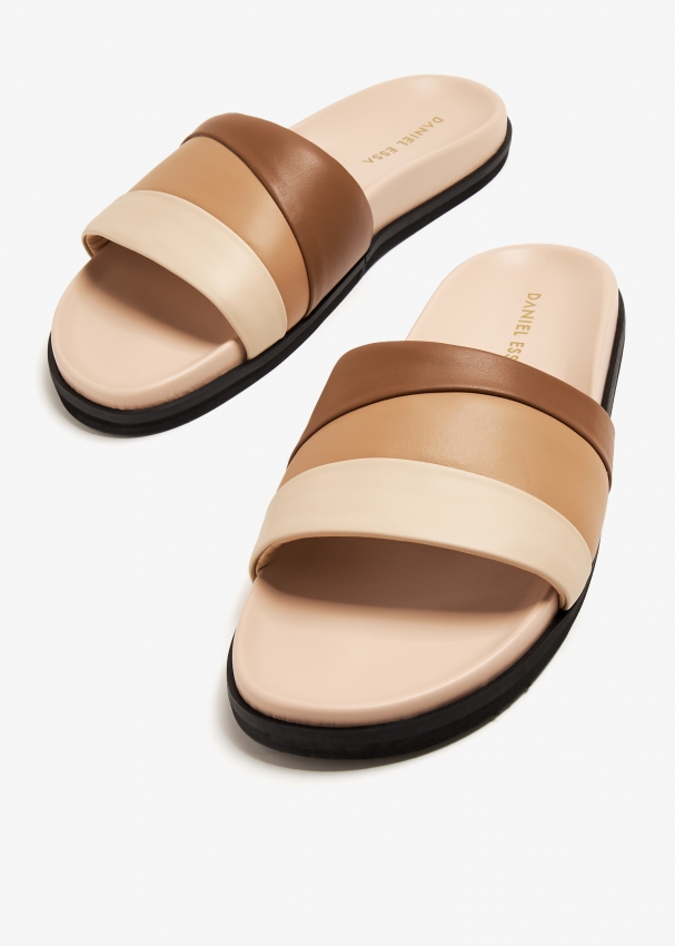 Daniel Essa Vague slide sandals for Men - Brown in Kuwait | Level Shoes