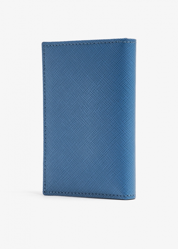 Prada Saffiano leather card holder for Men - Blue in UAE | Level Shoes