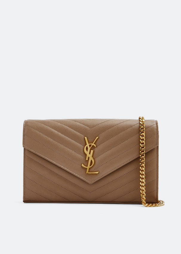 Saint Laurent Cassandre chain wallet for Women - Brown in Kuwait ...