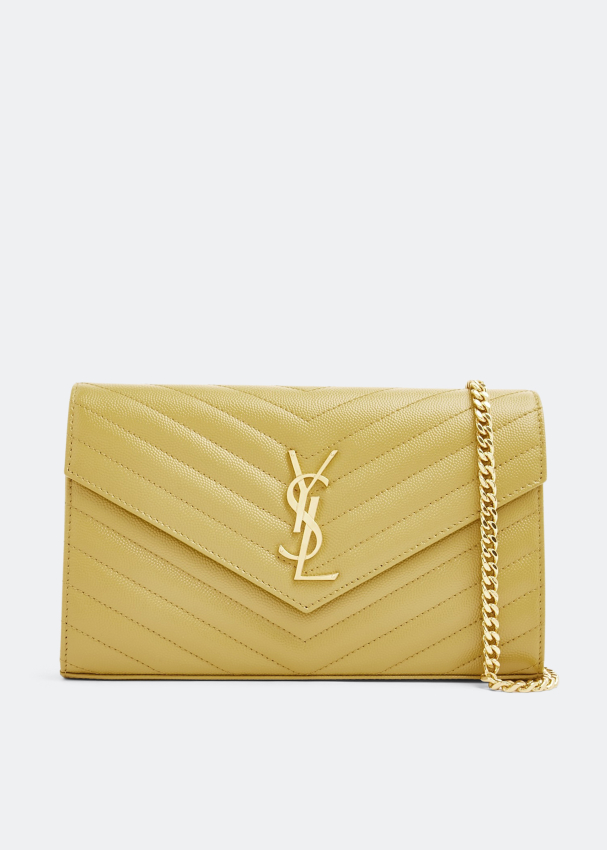 Saint Laurent Cassandre chain wallet for Women - Yellow in UAE | Level ...