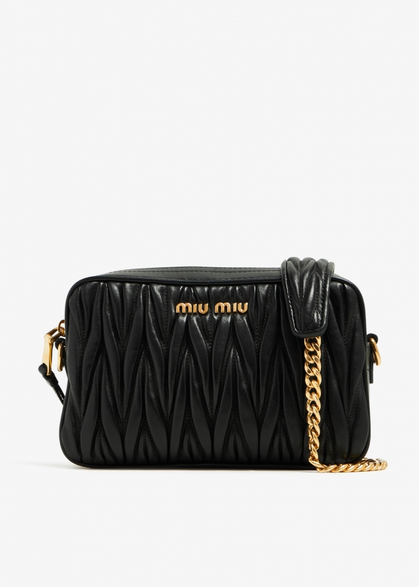 Miu Miu Matelassé 女士皮革单肩包 黑色 阿联酋 Level Shoes