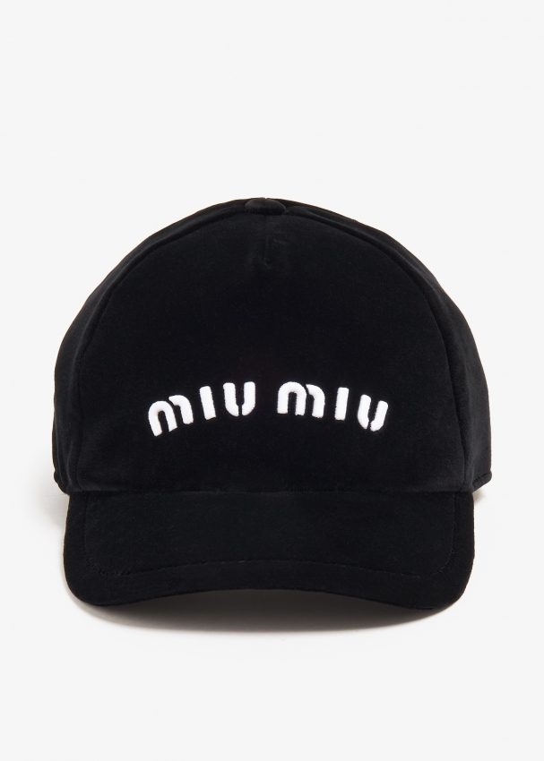 Miu Miu Velvet baseball cap for Women - Black in UAE | Level Shoes