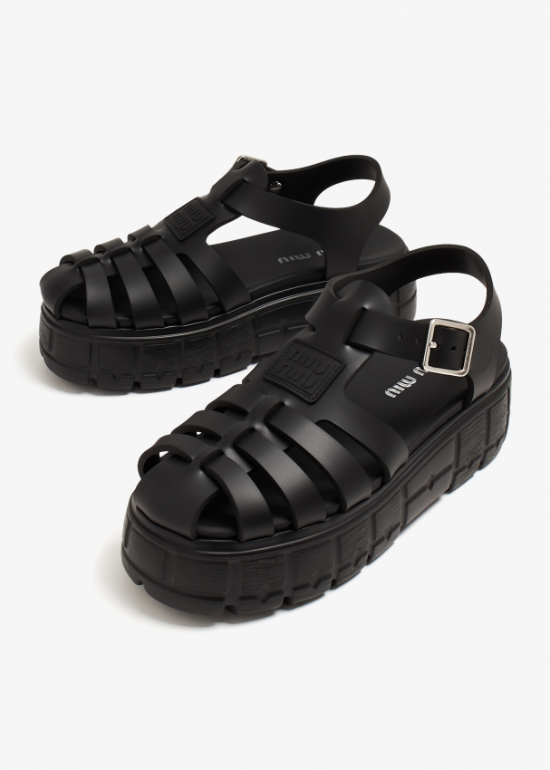 Miu Miu EVA platform cage sandals for Women - Black in UAE | Level Shoes