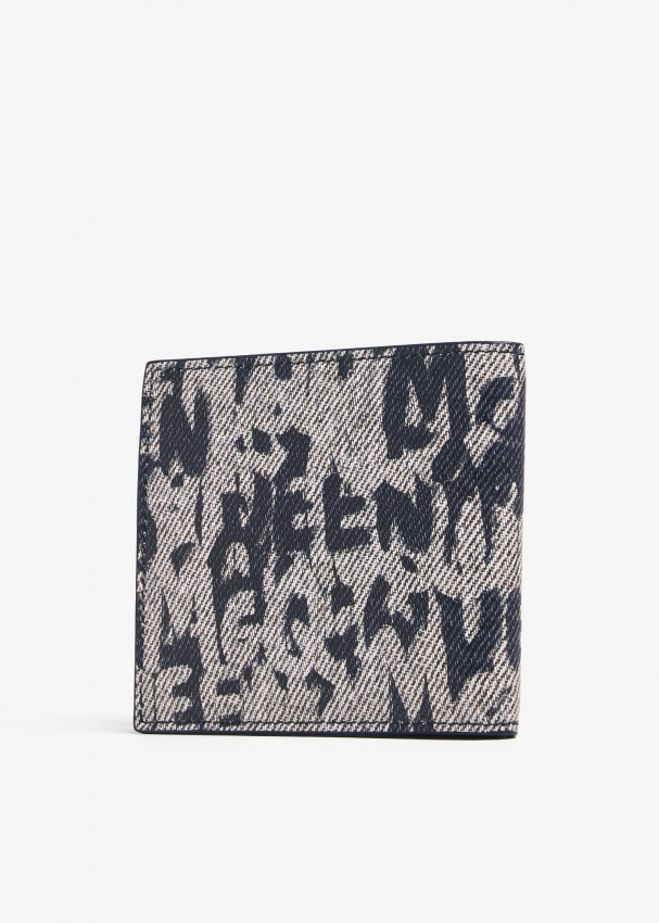 McQueen Graffiti billfold wallet for Men - Blue in UAE | Level Shoes