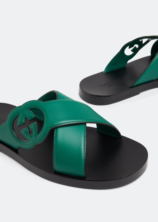 Gucci Interlocking G slide sandals for Men - Green in UAE | Level Shoes