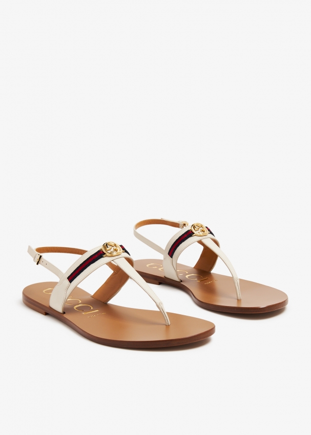 Gucci Interlocking G web sandals for Women - White in UAE | Level Shoes