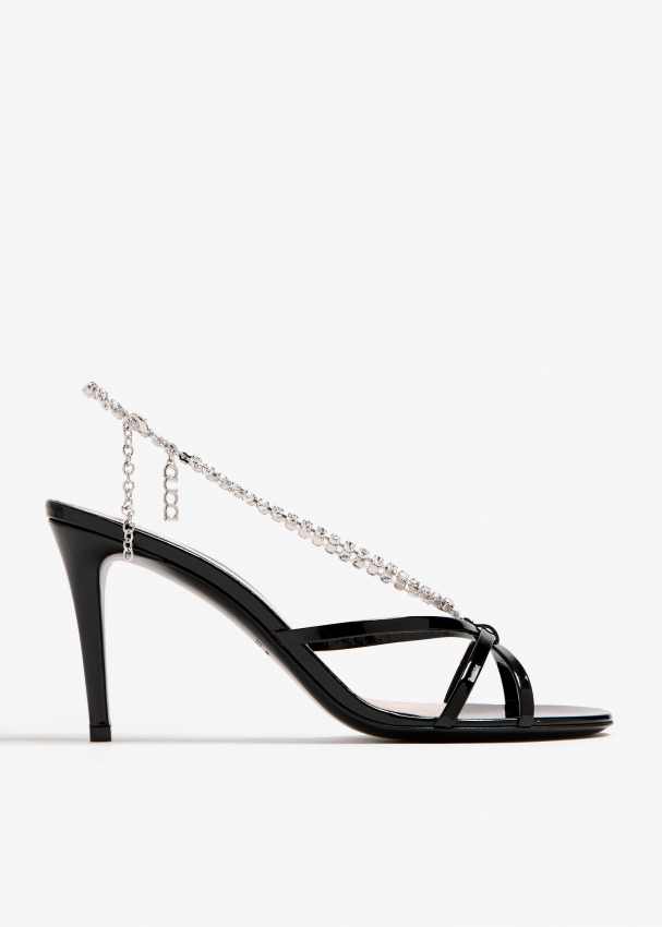 Gucci Crystal chain sandals for Women - Black in UAE | Level Shoes