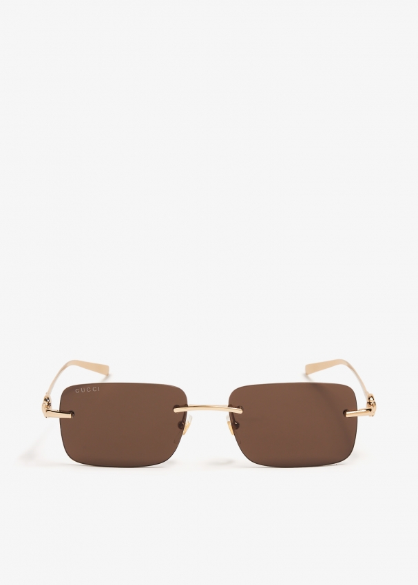 Gucci Rectangular frame sunglasses for Women - Gold in UAE | Level Shoes
