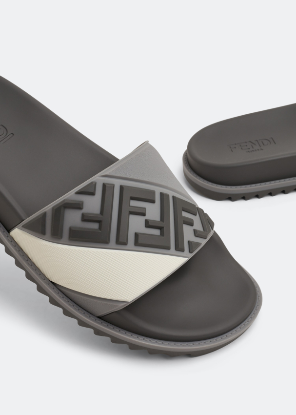 Fendi FF slides for Men - Grey in UAE | Level Shoes
