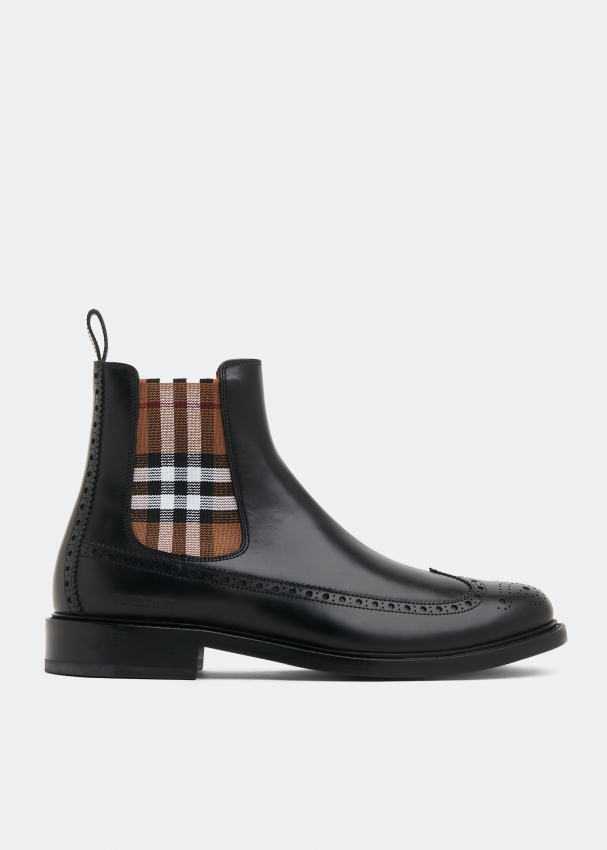 Burberry Pre-Loved Tanner Check boots for Men - Black in UAE | Level Shoes