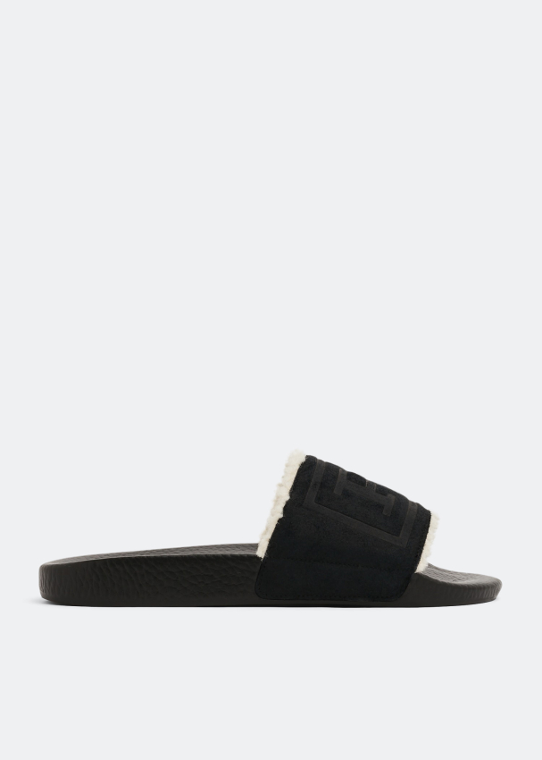 Polo Ralph Lauren Suede shearling slides for Men - Black in UAE | Level ...