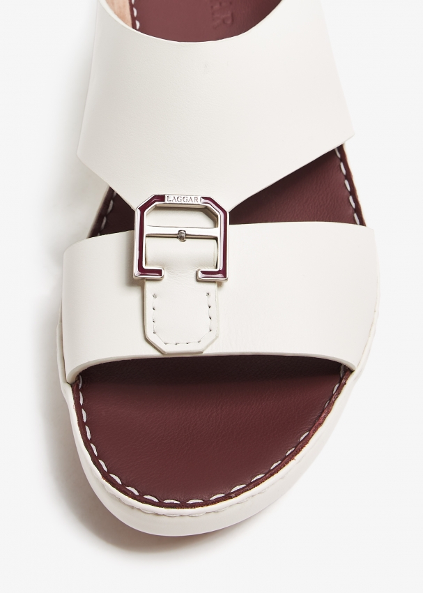LAGGAR Belt Buckle Up sandals for Men - White in UAE | Level Shoes