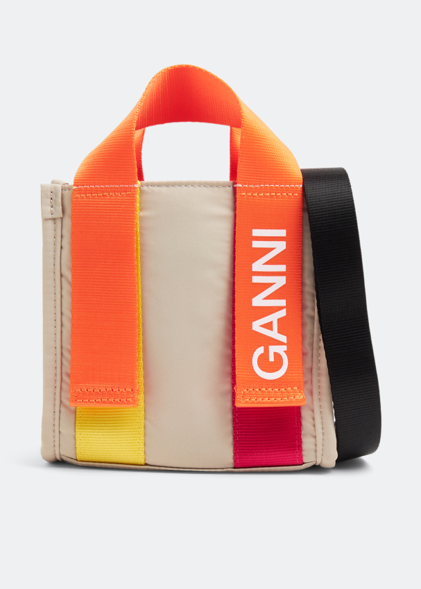 Ganni Mini Tech tote bag for Women - Beige in UAE | Level Shoes