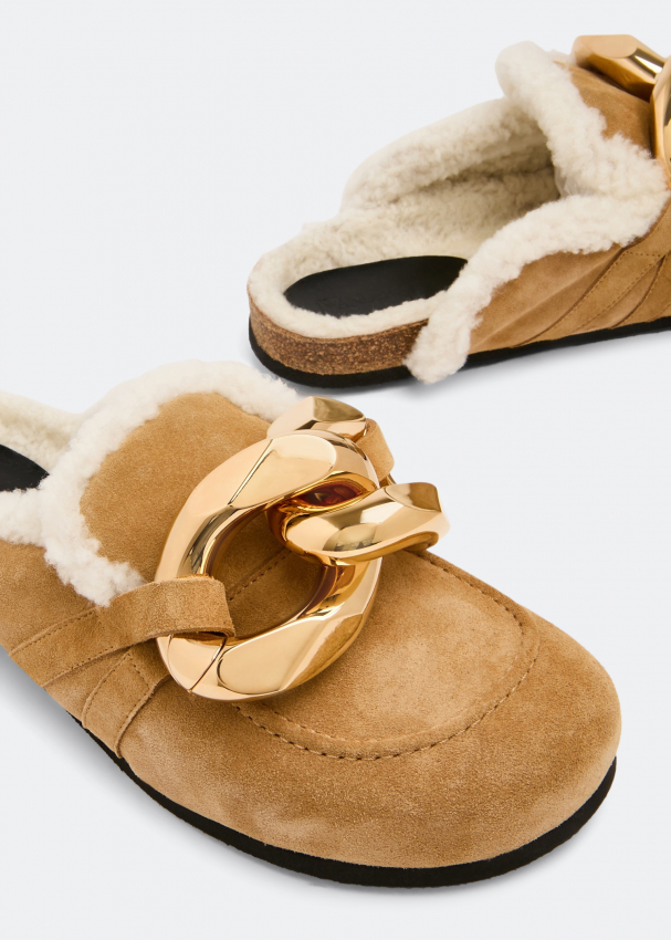 JW Anderson Shearling Chain slippers for Men - Brown in UAE | Level Shoes