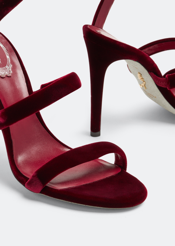 René Caovilla Cleo velvet sandals for Women - Red in KSA | Level Shoes