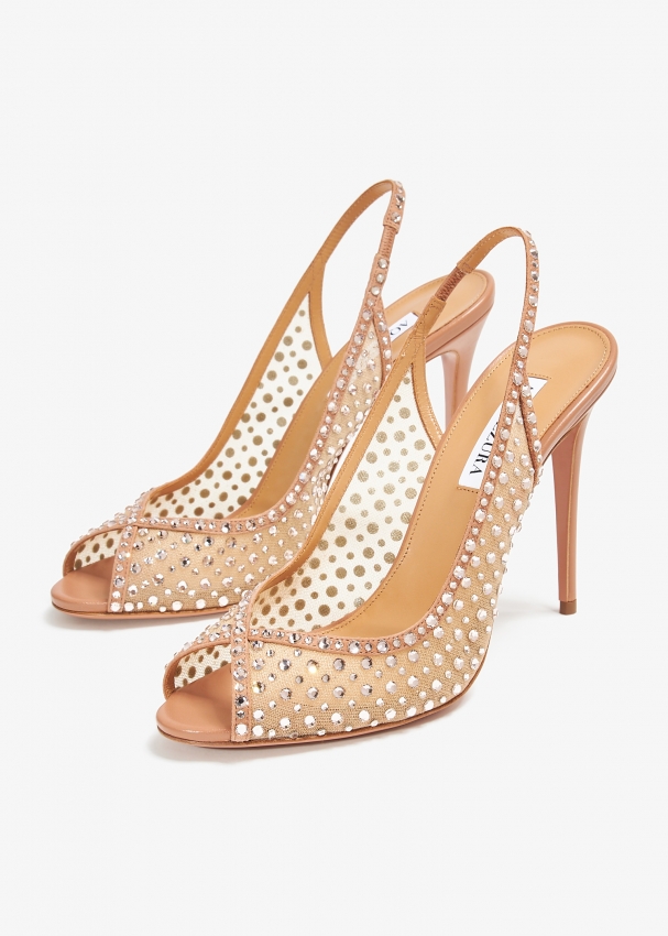 Aquazzura Crystal Lover 105 sandals for Women - Beige in UAE | Level Shoes