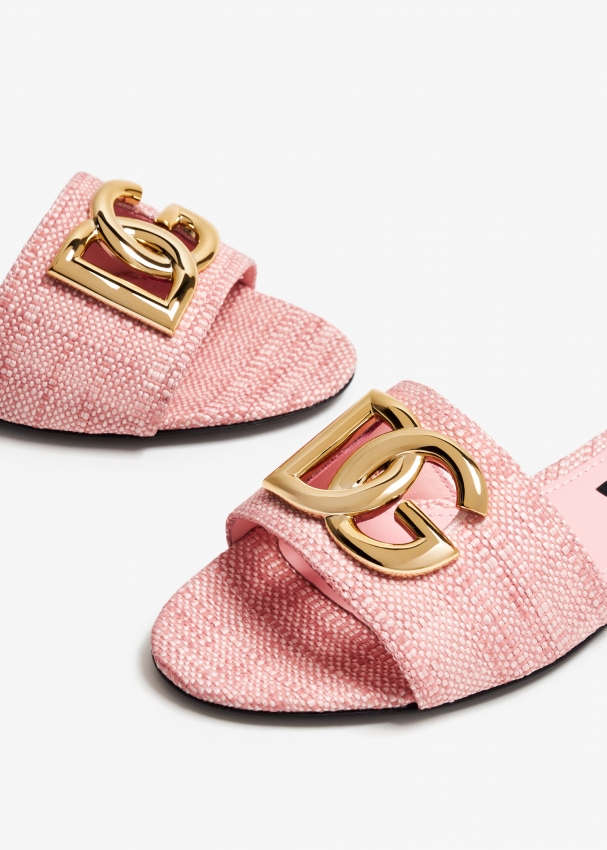 Dolce&Gabbana DG logo flat sandals for Women - Pink in UAE | Level Shoes