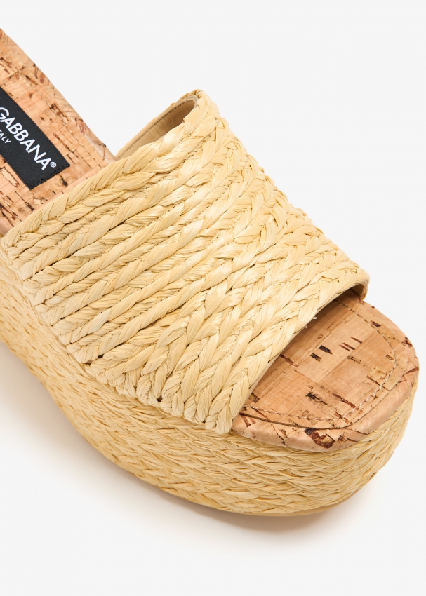Dolce&Gabbana Woven raffia wedges for Women - Beige in UAE | Level Shoes