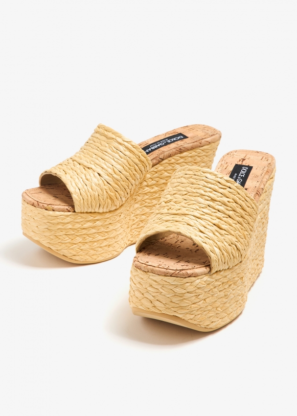 Dolce&Gabbana Woven raffia wedges for Women - Beige in UAE | Level Shoes