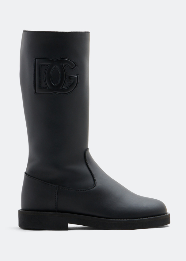 Dolce&Gabbana DG logo boots for Kids Unisex - Black in Kuwait | Level Shoes