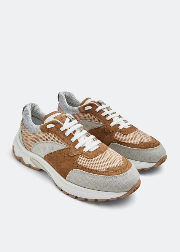 Eleventy Panelled sneakers for Men - Beige in UAE | Level Shoes