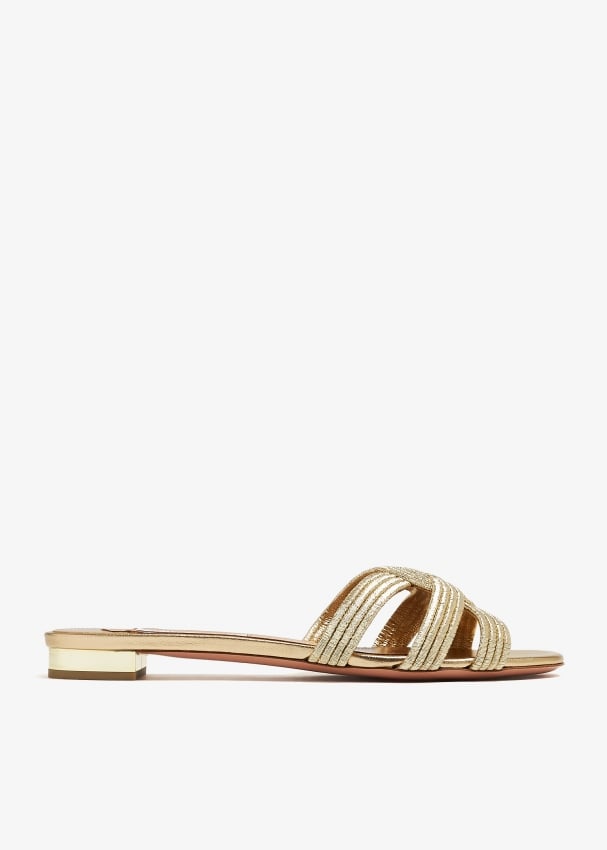 Aquazzura Felix flat sandals for Women - Gold in UAE | Level Shoes