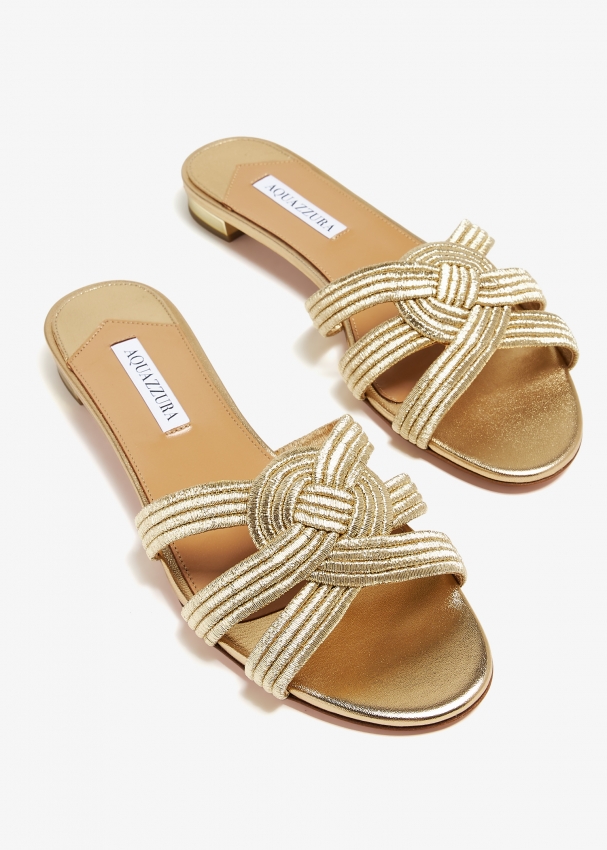 Aquazzura Felix flat sandals for Women - Gold in UAE | Level Shoes