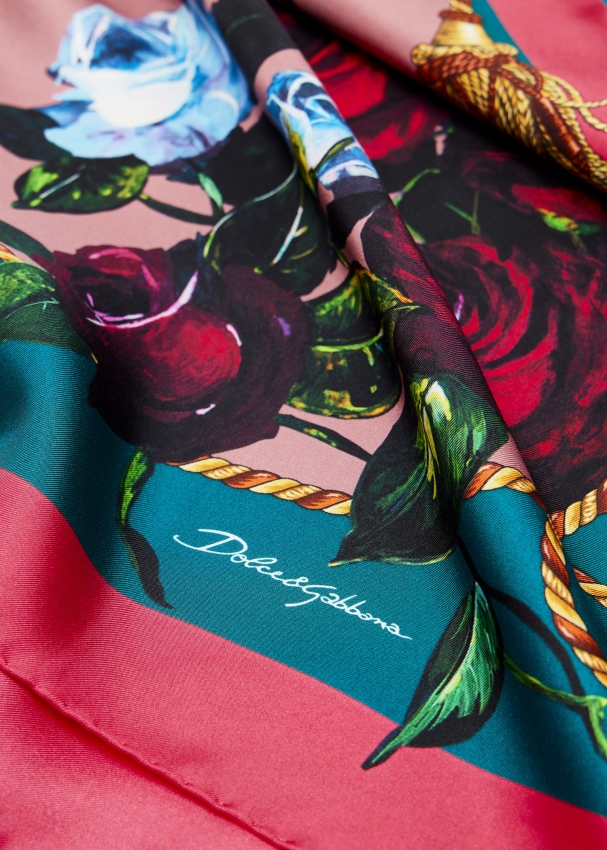 Dolce&Gabbana Vintage rose print twill scarf for Women - Printed in UAE ...