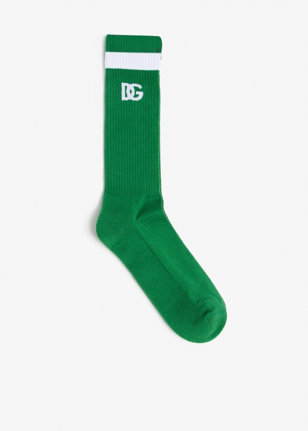 Dolce&Gabbana DG logo ribbed socks for Men - Green in Kuwait | Level Shoes
