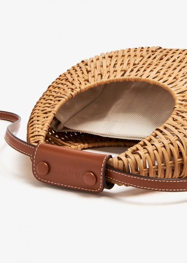 STAUD Mini Moon wicker bag for Women - Beige in UAE | Level Shoes
