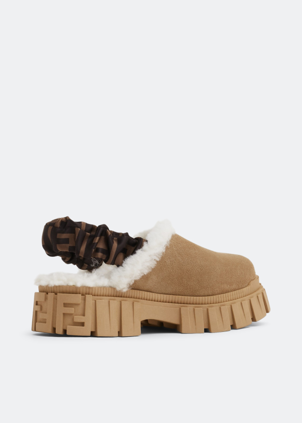 Fendi Suede clogs for Girl - Beige in UAE | Level Shoes