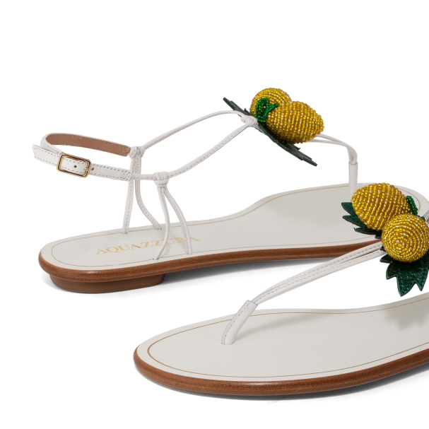 Aquazzura Limoncello flat sandals for Women - White in UAE | Level Shoes